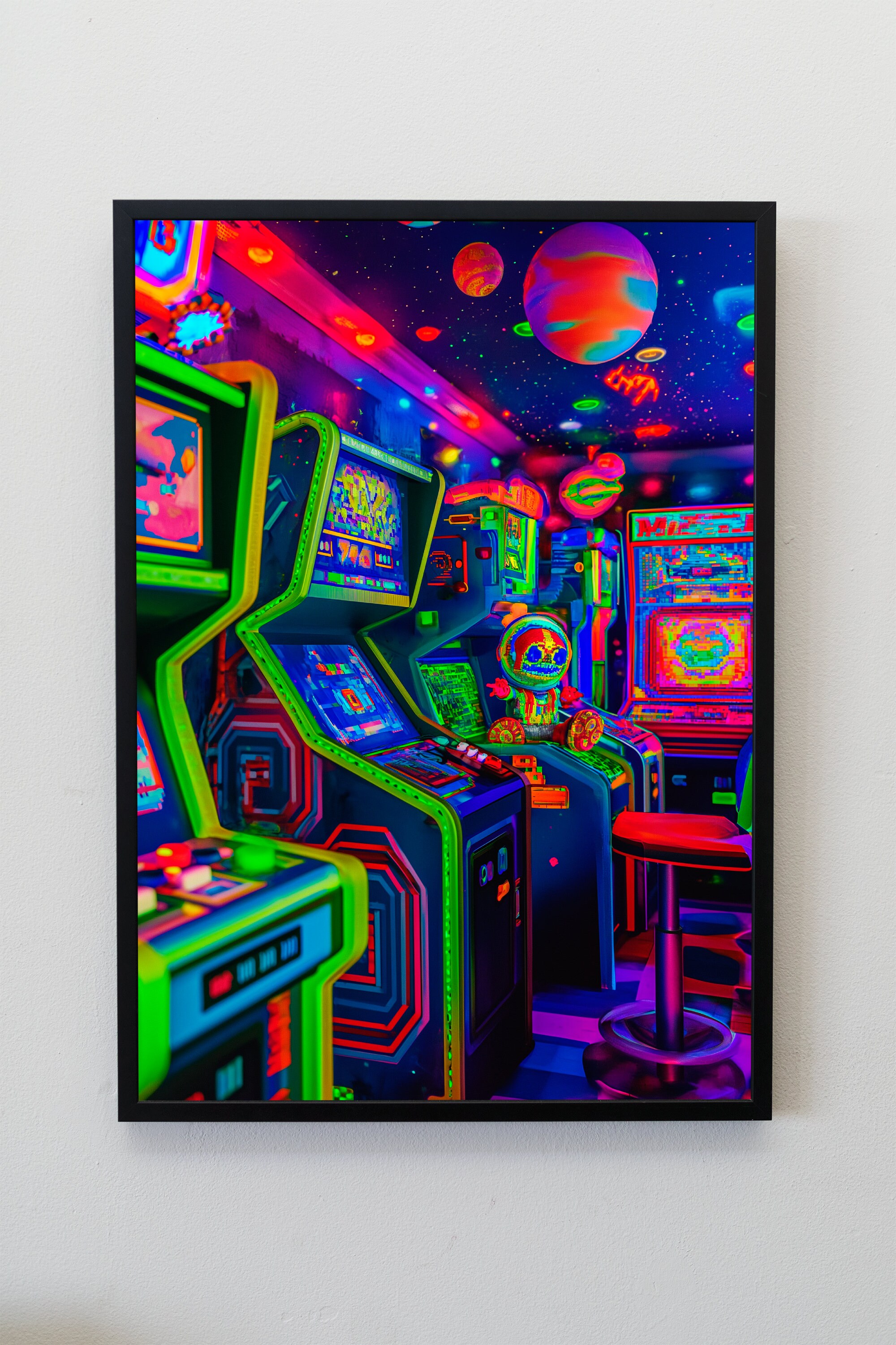 Neon Arcade Nostalgia Retro Gaming Art Print Techtoneprints Luminous ...