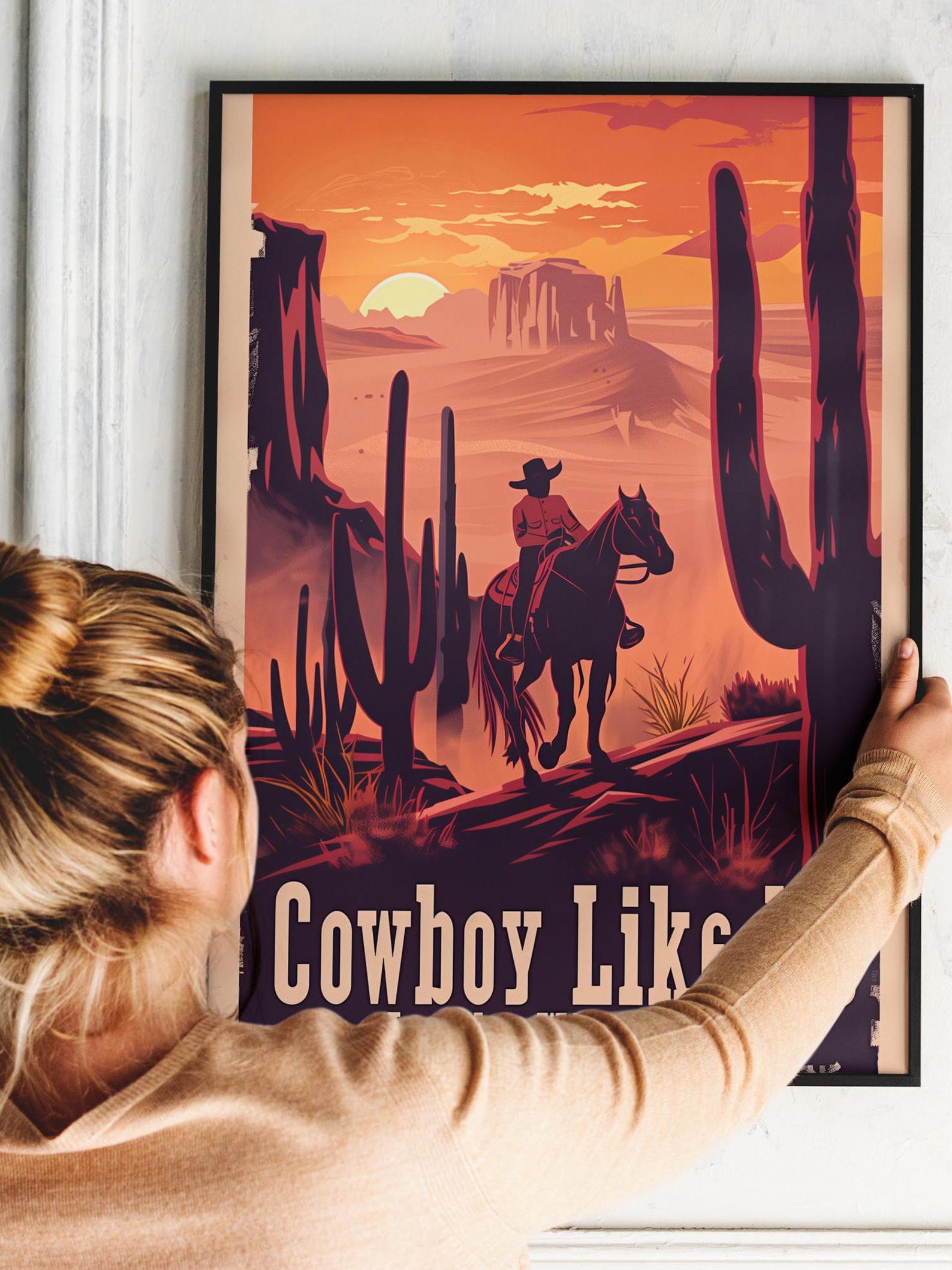 Cowboy Like Me Vintage Western Poster, Retro Wild West Print, Country ...