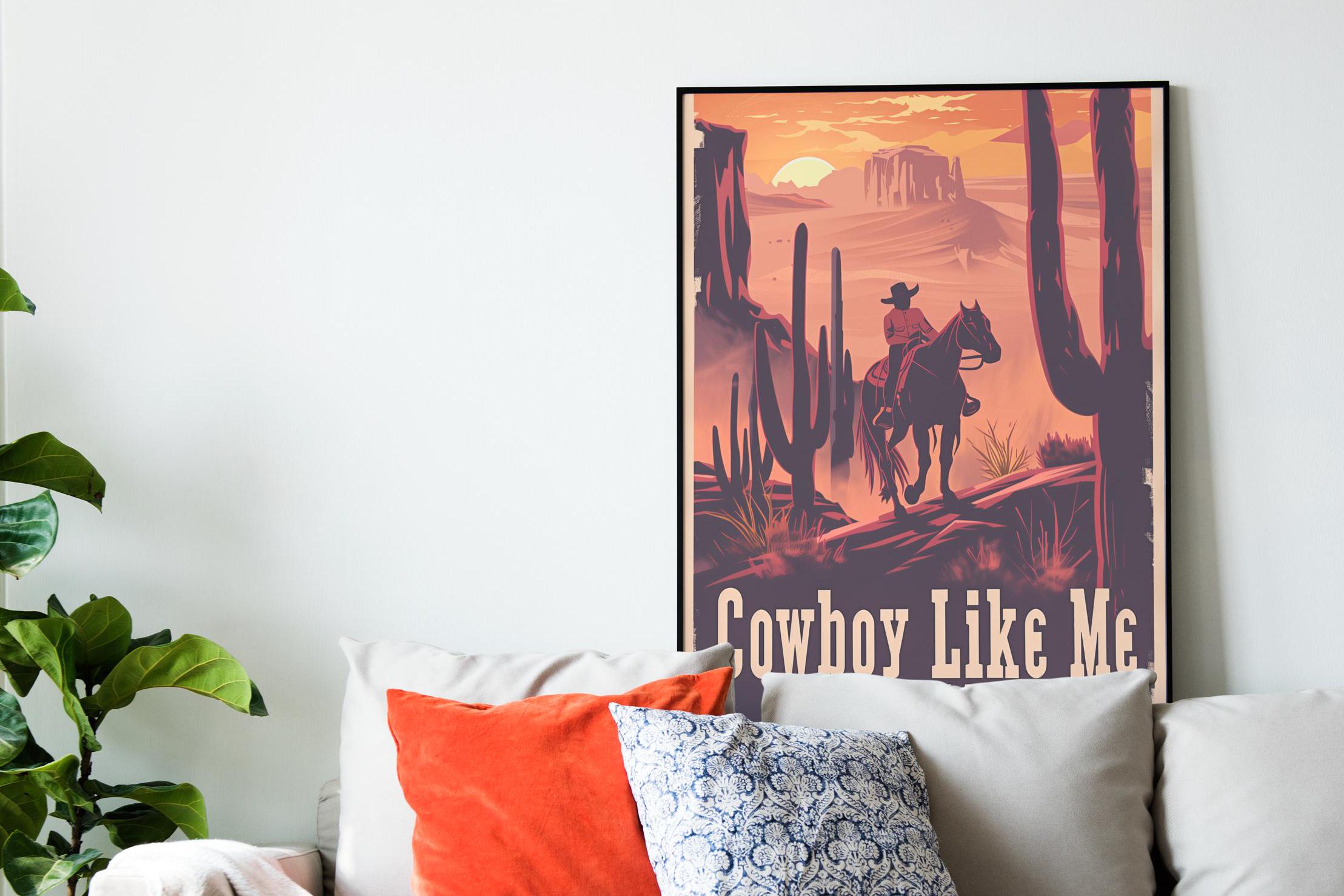 Cowboy Like Me Vintage Western Poster, Retro Wild West Print, Country ...