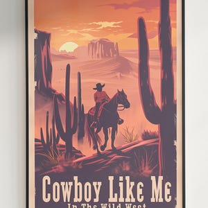 Cowboy Like Me Vintage Western Poster, Retro Wild West Print, Country ...
