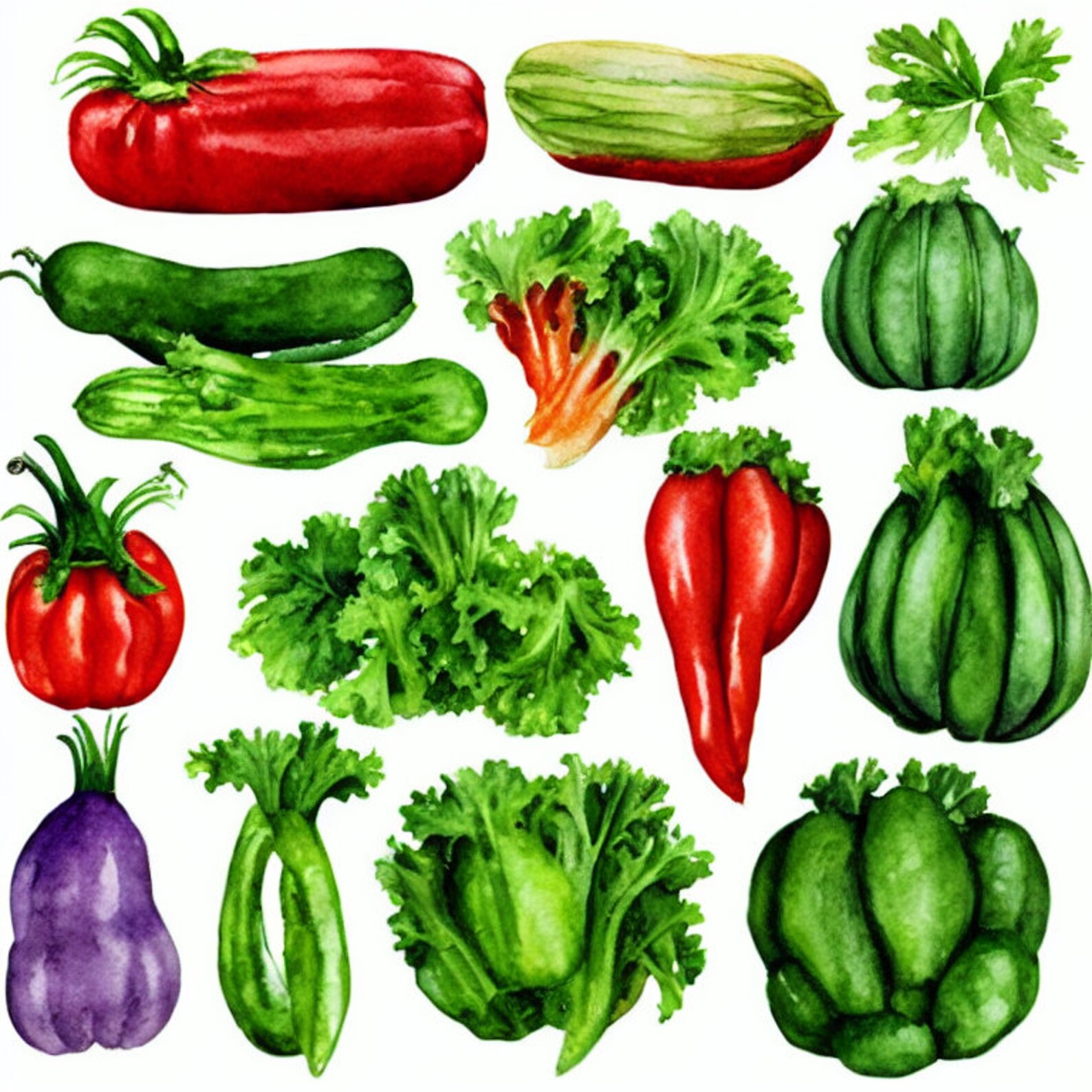Fresh and Vibrant Watercolor Vegetable Clipart Collection - Etsy