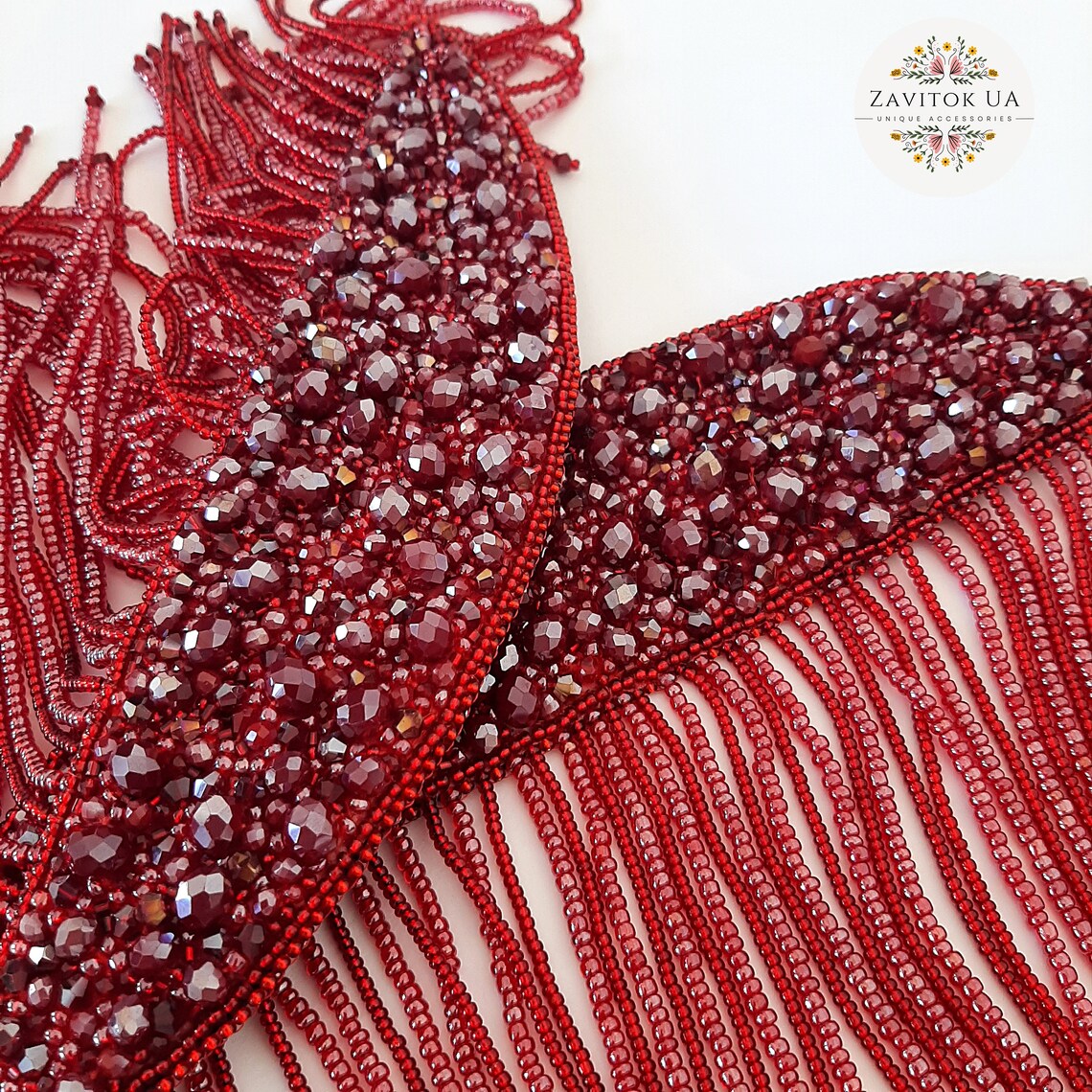 Luxury Beaded Epaulettes With Fringe, Red Crystal Shoulder Pads ...