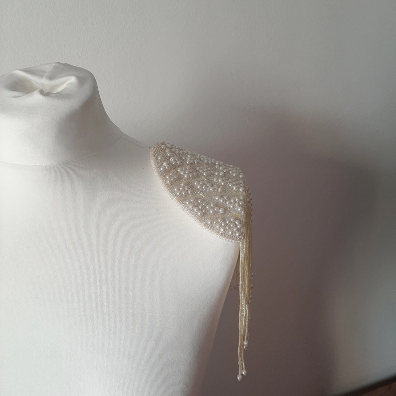 Shoulder Pearl Beaded Epaulettes. Fringed Shoulder Accessories. Beaded ...