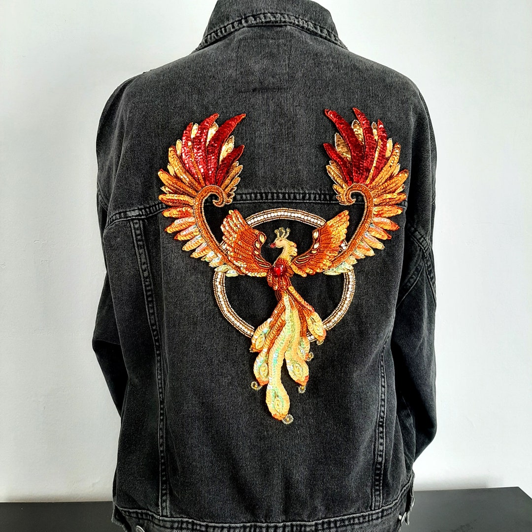 Embroidered Beaded Jean Embellish Jacket. Statement Denim Jacket ...
