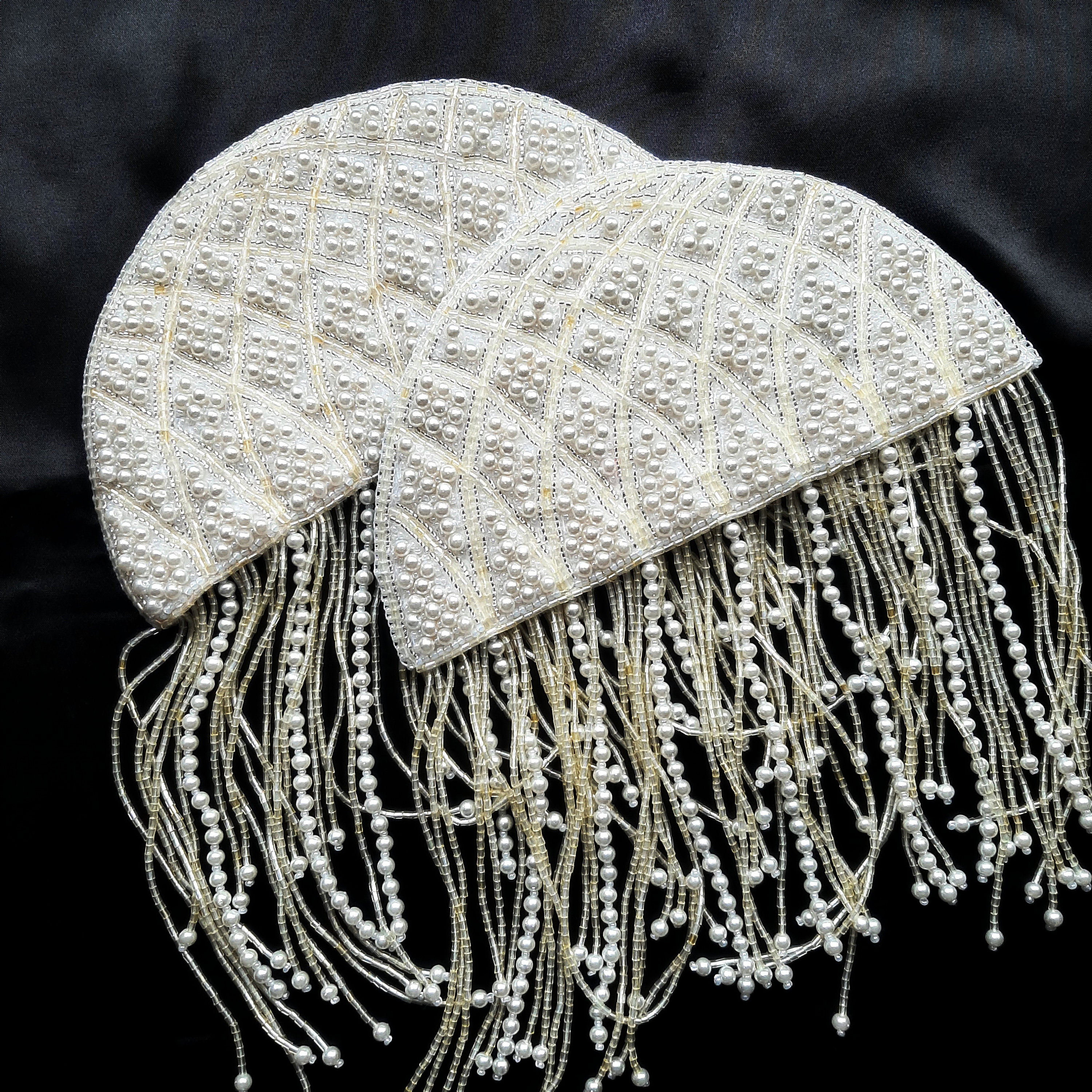 Shoulder Pearl Beaded Epaulettes. Fringed Shoulder Accessories. Beaded ...