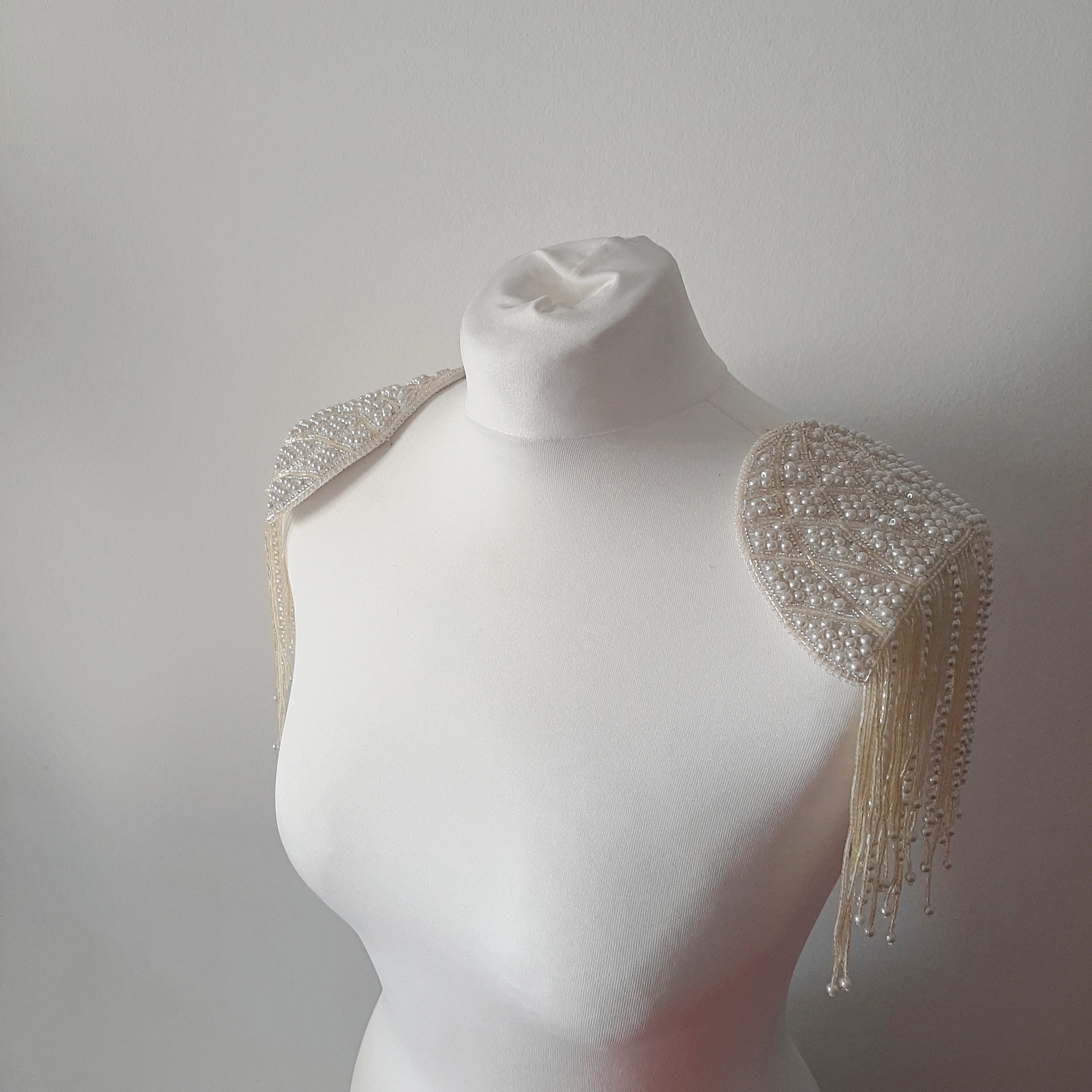 Shoulder Pearl Beaded Epaulettes. Fringed Shoulder Accessories. Beaded ...