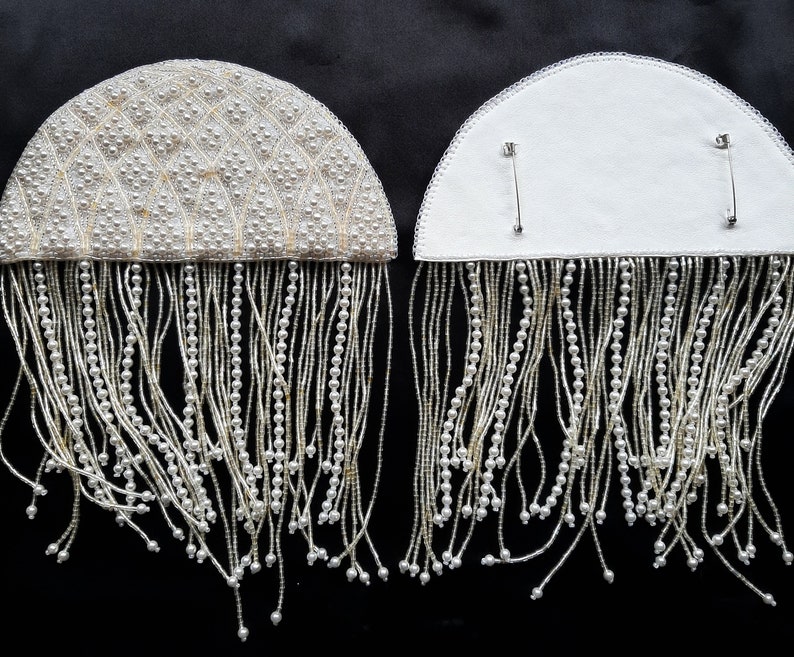 Shoulder Pearl Beaded Epaulettes. Fringed Shoulder Accessories. Beaded ...