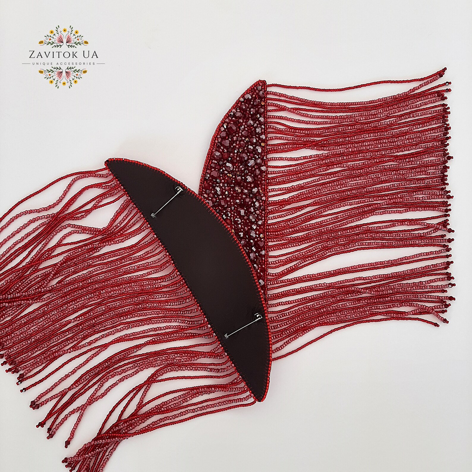 Luxury Beaded Epaulettes With Fringe, Red Crystal Shoulder Pads ...