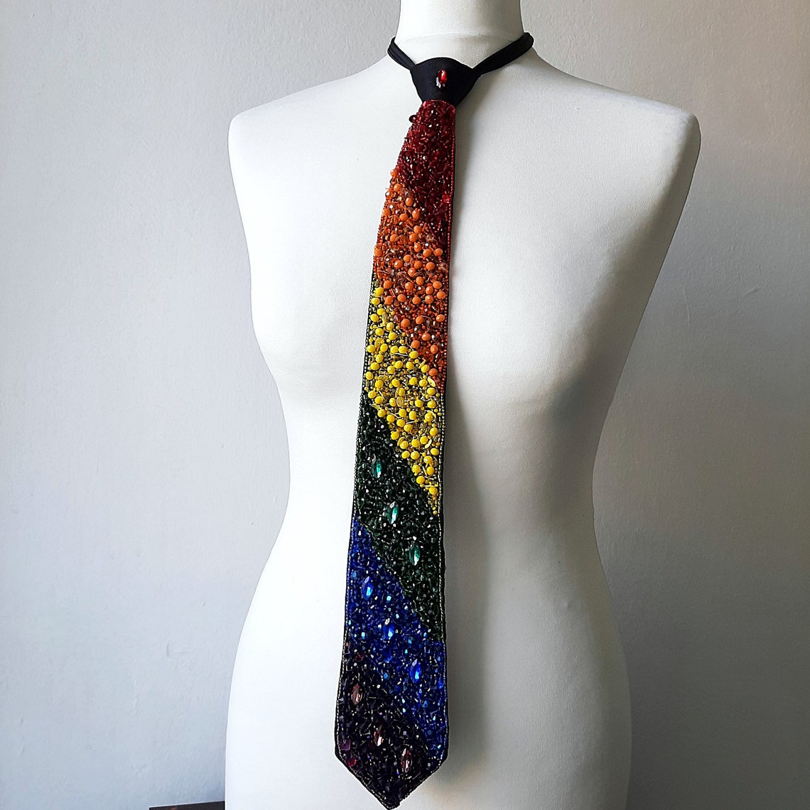 LGBTQ Pride Rainbow Tie/handmade Beaded Mens Accessories/colorful Bow ...