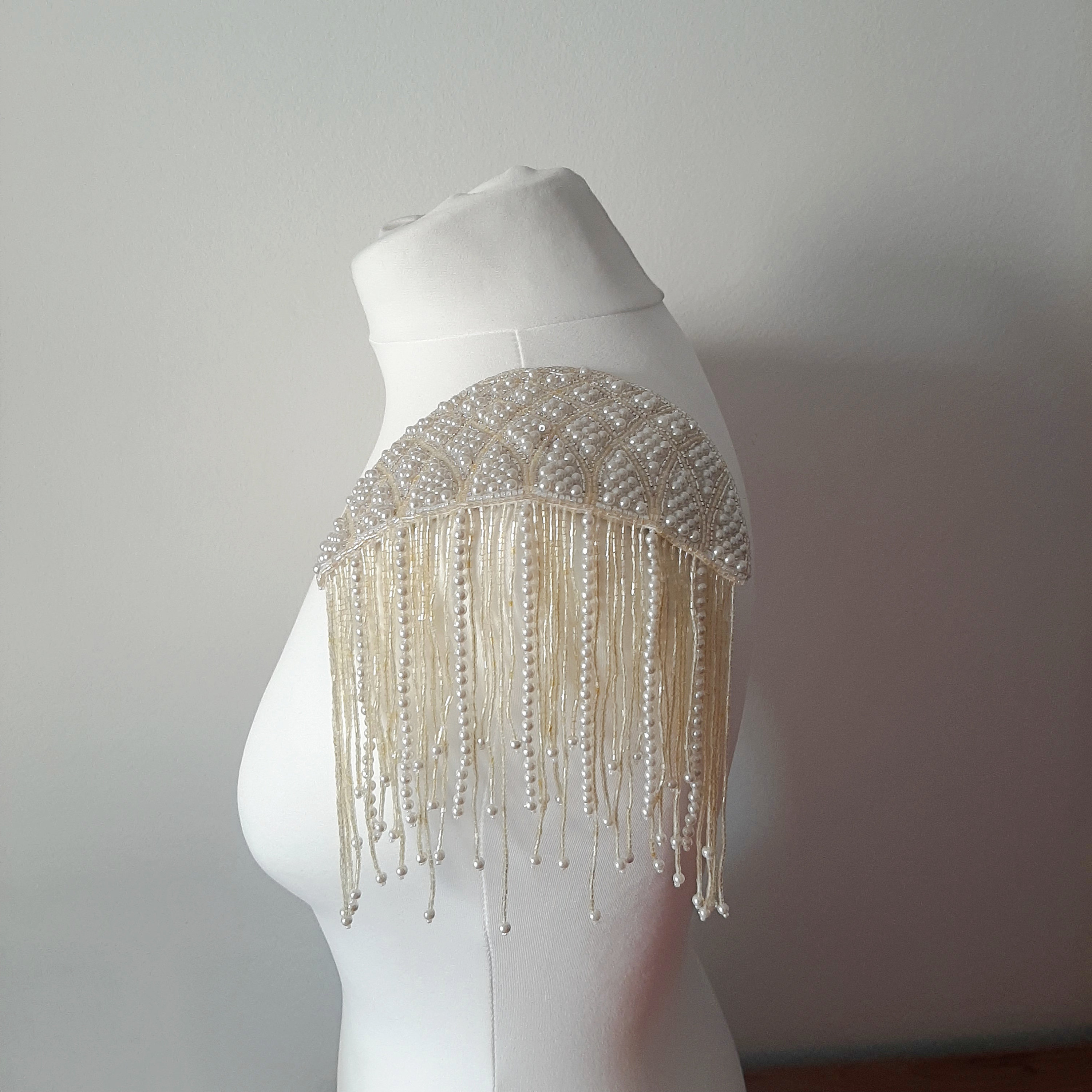 Shoulder Pearl Beaded Epaulettes. Fringed Shoulder Accessories. Beaded ...