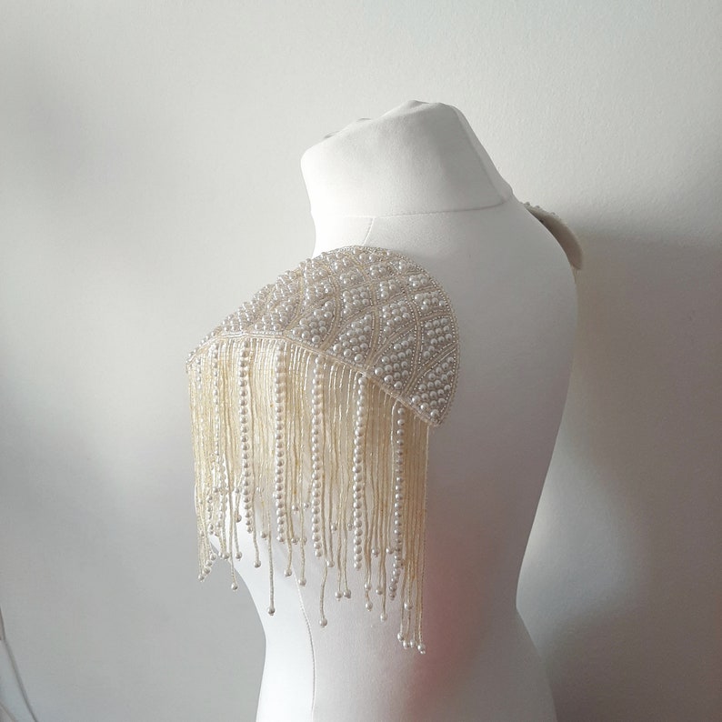 Shoulder Pearl Beaded Epaulettes. Fringed Shoulder Accessories. Beaded ...