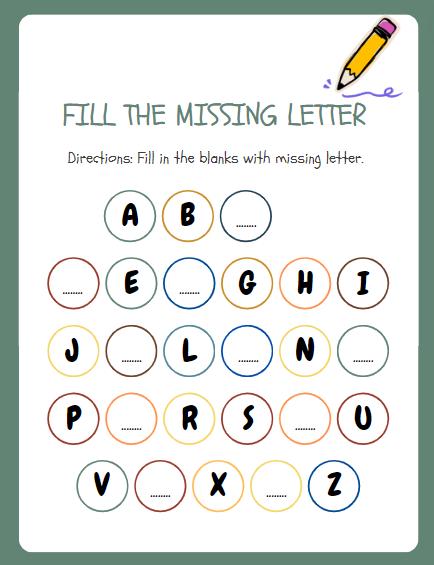 Alphabet: Fill in the Missing Letters, A-Z, Capitals - Etsy