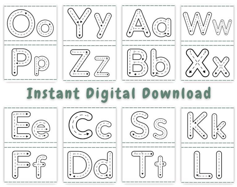 Abc's, Tracing, Upper and Lower Case Alphabet, Digital Download ...