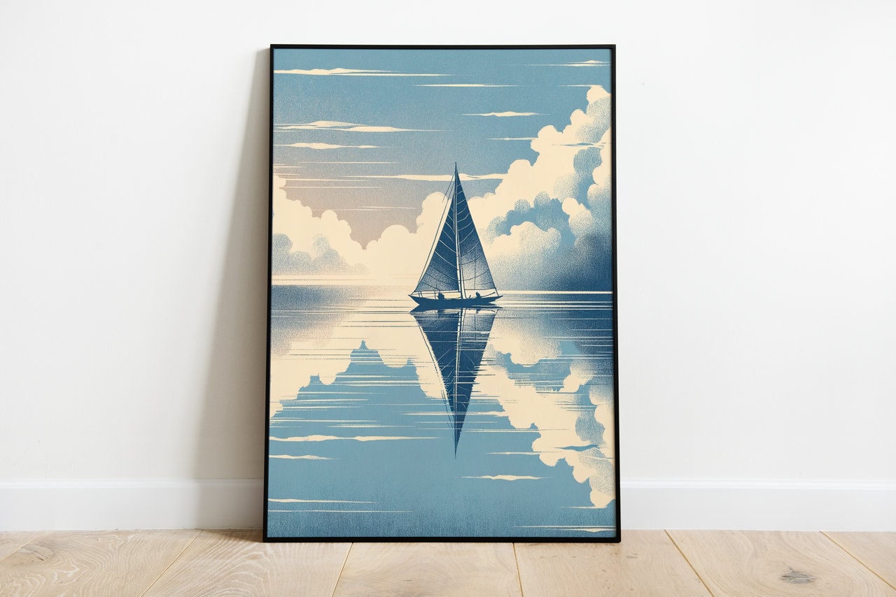Sailor Poster peaceful Sailboat Ocean Poster Sea Wall Art Coastal Print ...
