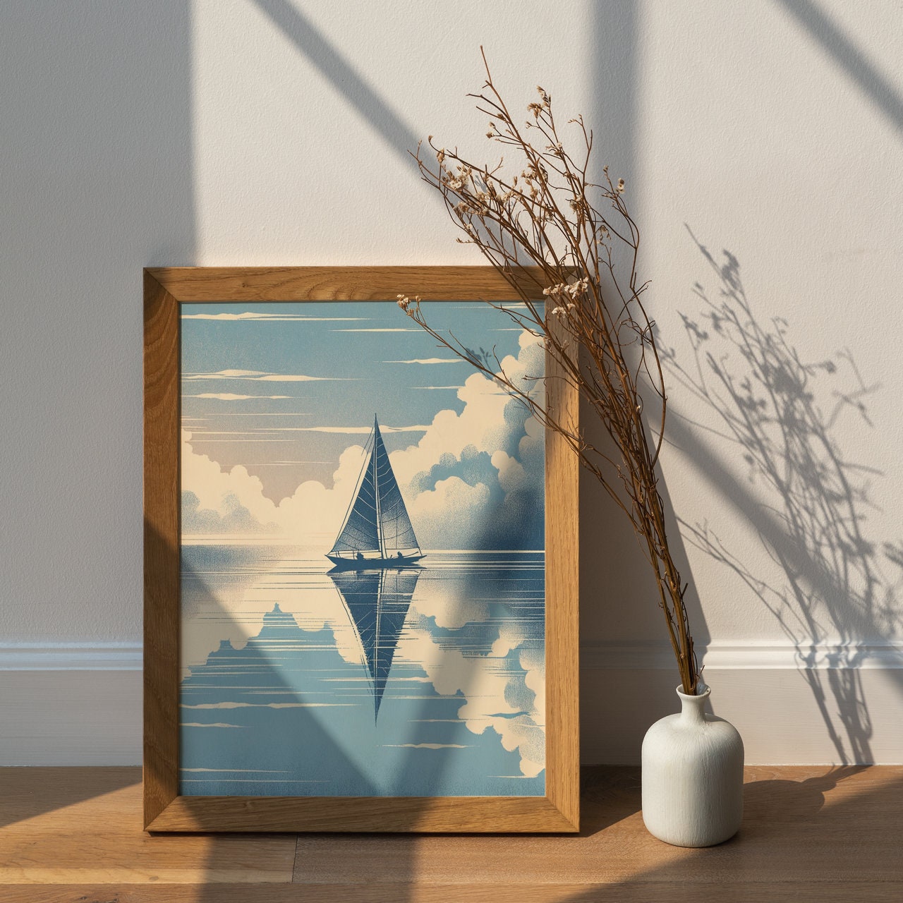 Sailor Poster peaceful Sailboat Ocean Poster Sea Wall Art Coastal Print ...
