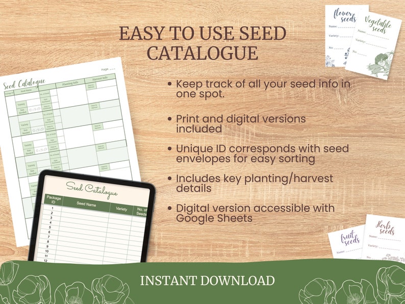 Seed Envelope Template and Seed Organizer Printable Seed Pack Design ...