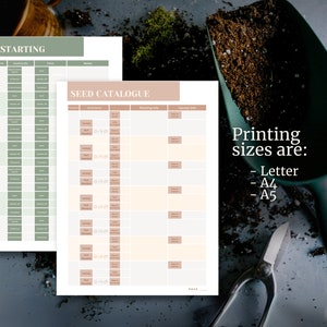 Seed Starting Sheet and Seed Catalogue for Organizing | Printable PDF ...