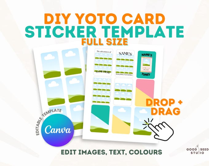 Full Size DIY Yoto Stickers for MYO Yoto Card Editable Template in ...