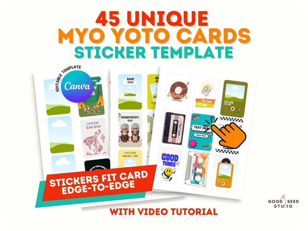 45 Unique Yoto Card Stickers: Editable Canva Template (digital Download ...