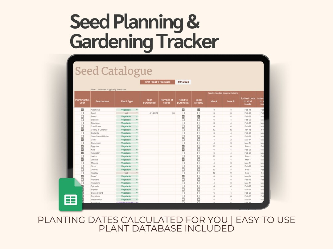 Seed Starting Garden Planning Template Garden Planner Calendar Seed ...