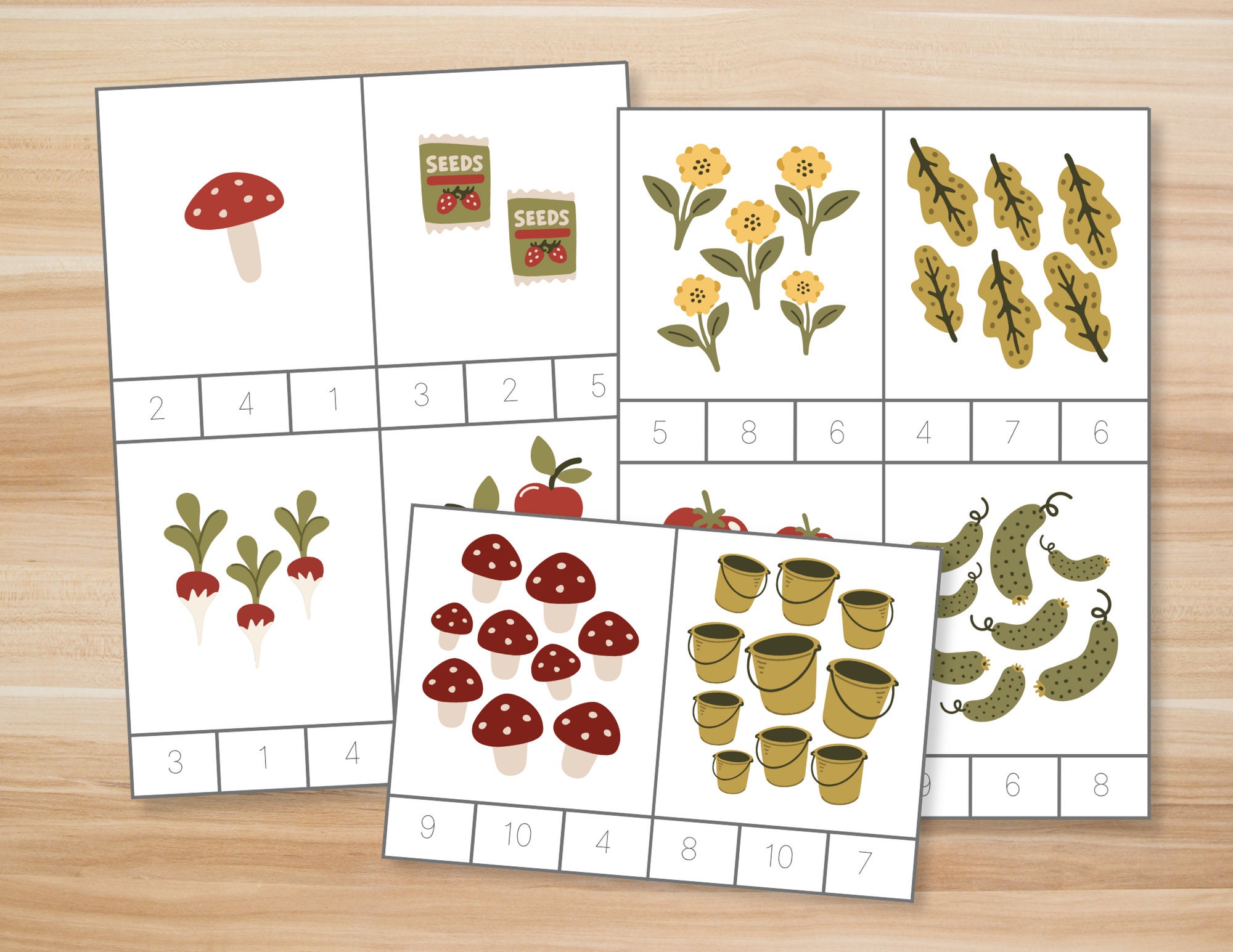 Garden Count and Clip Cards - Etsy