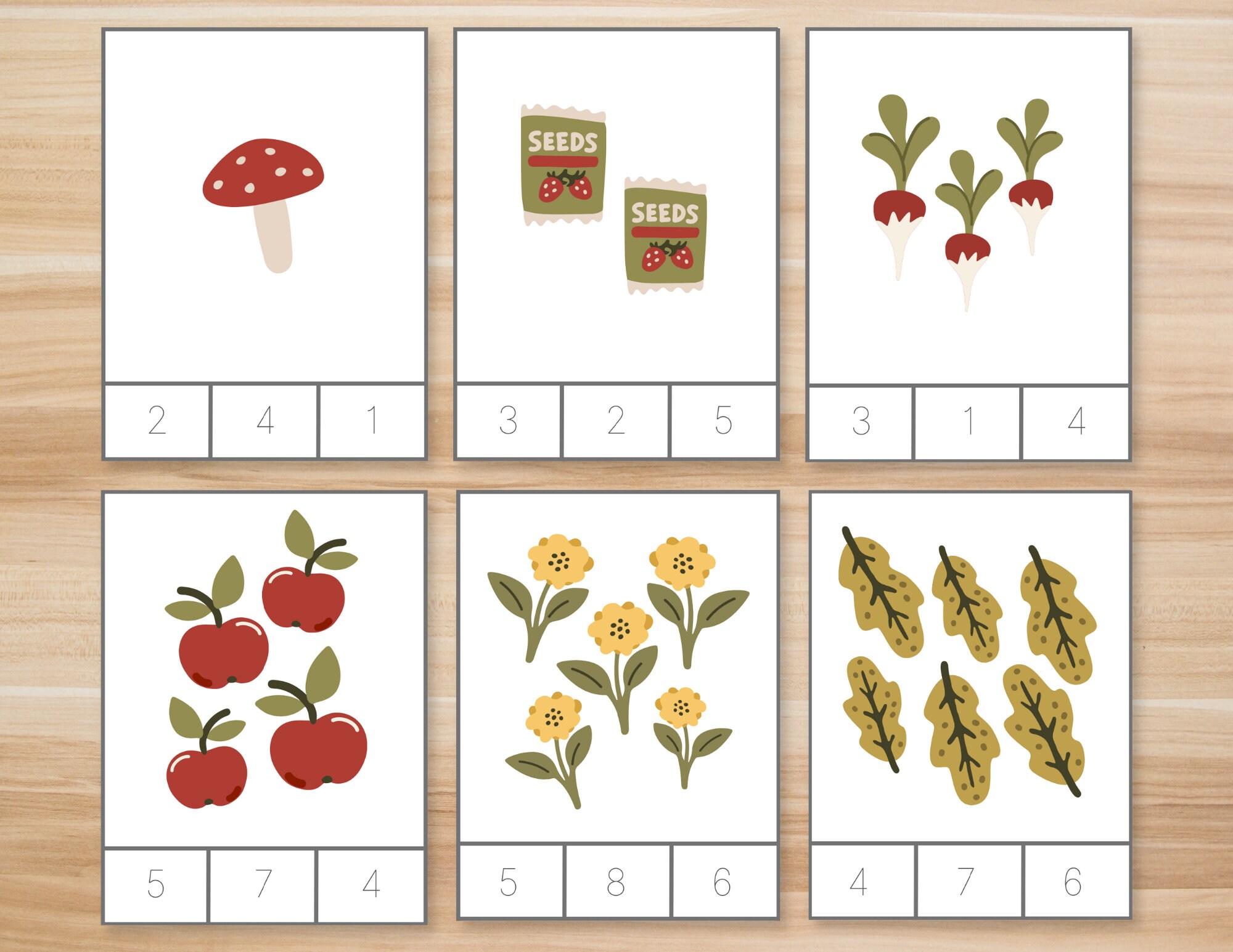 Garden Count and Clip Cards - Etsy