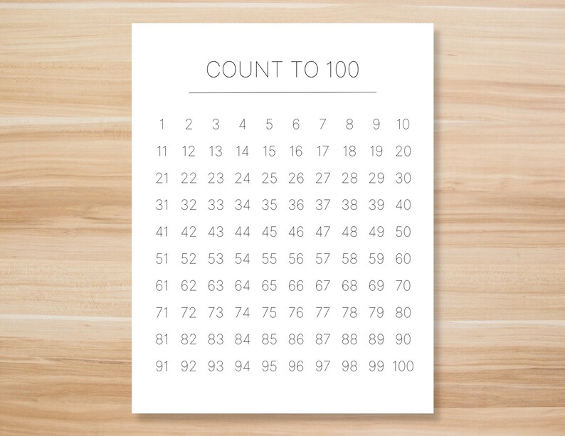 Simple 100s Chart - Etsy