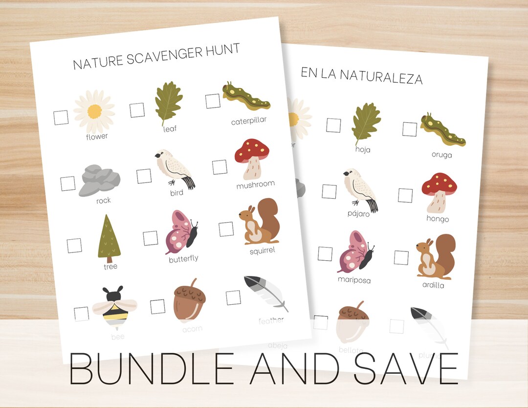 Nature Scavenger Hunt ENGLISH/SPANISH BUNDLE - Etsy