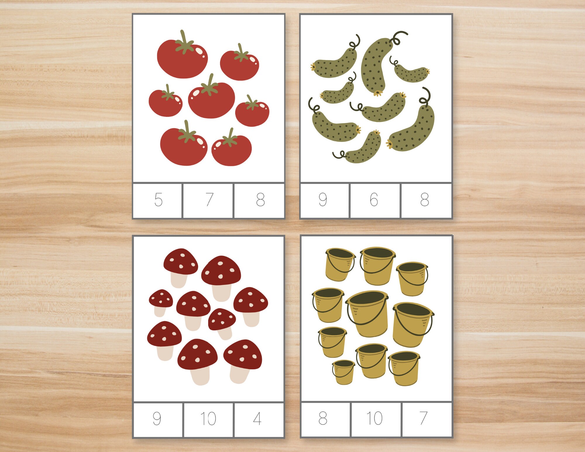 Garden Count and Clip Cards - Etsy
