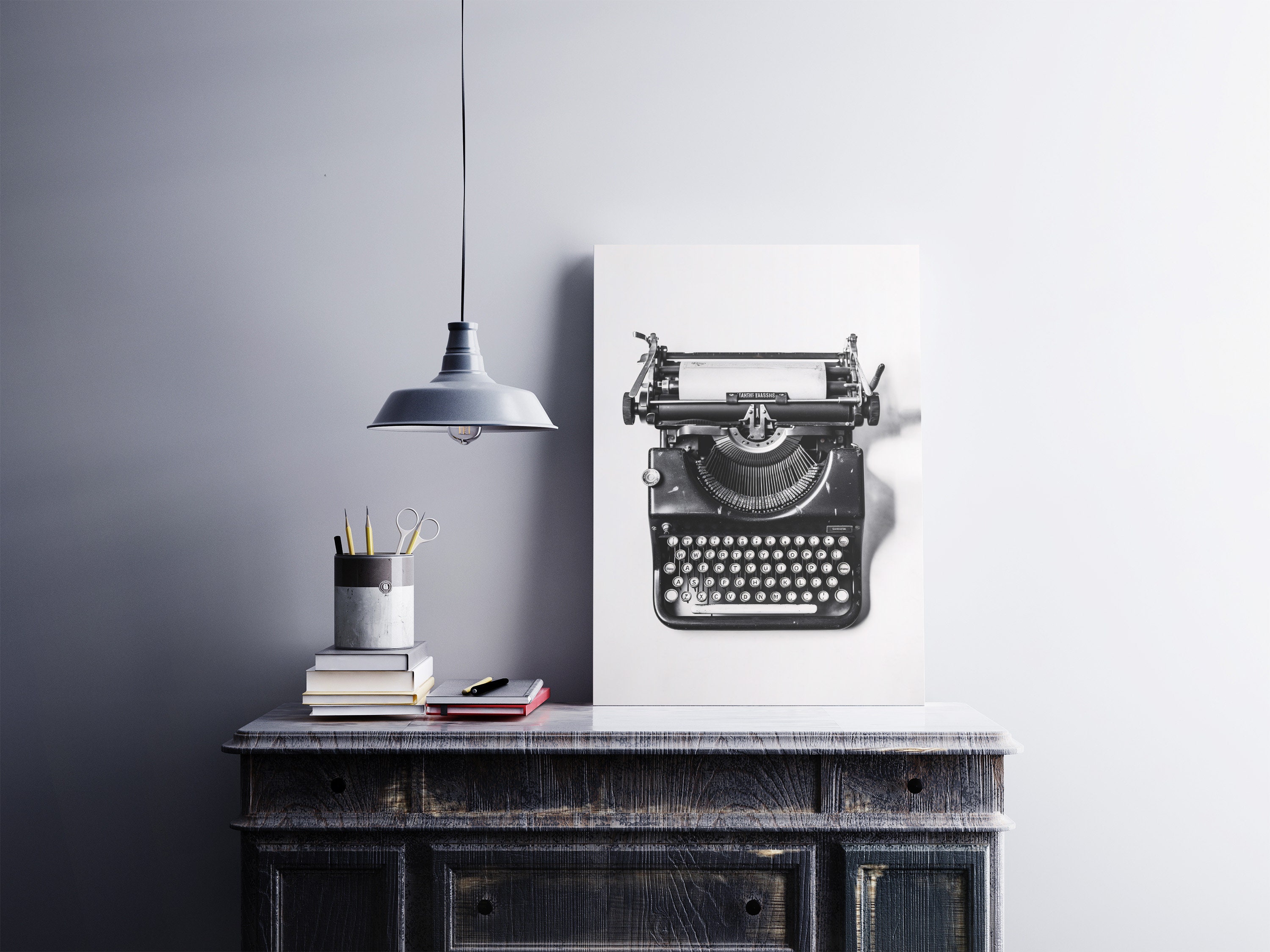 Typewriter Wall Art, Black and White Art, Home Office Decor, Typewriter ...