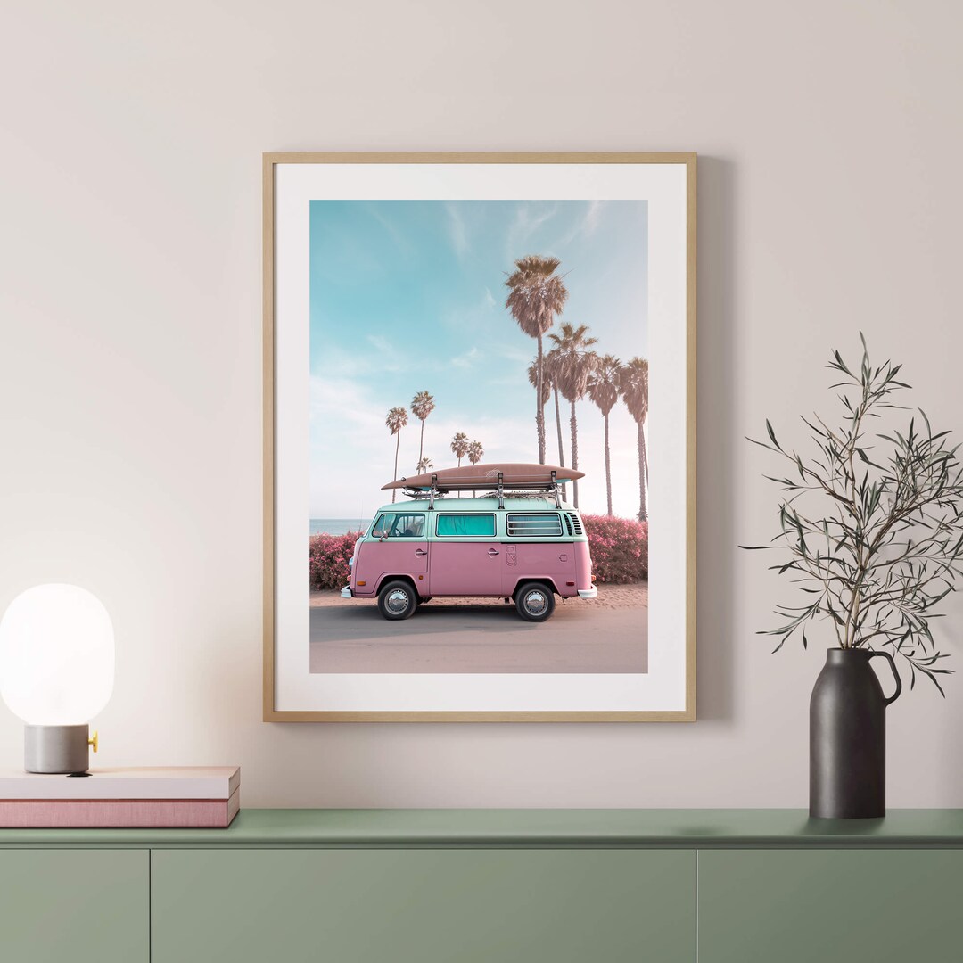 Vintage Surfing Bus Art Print: Palm Beach Van (digital Download) - Etsy