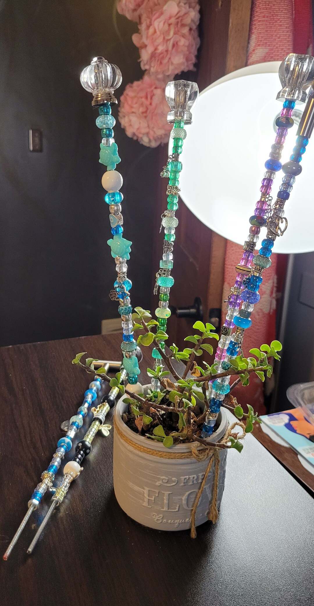 Plant Charm,garden Fairy Wand, Crystal Beads - Etsy