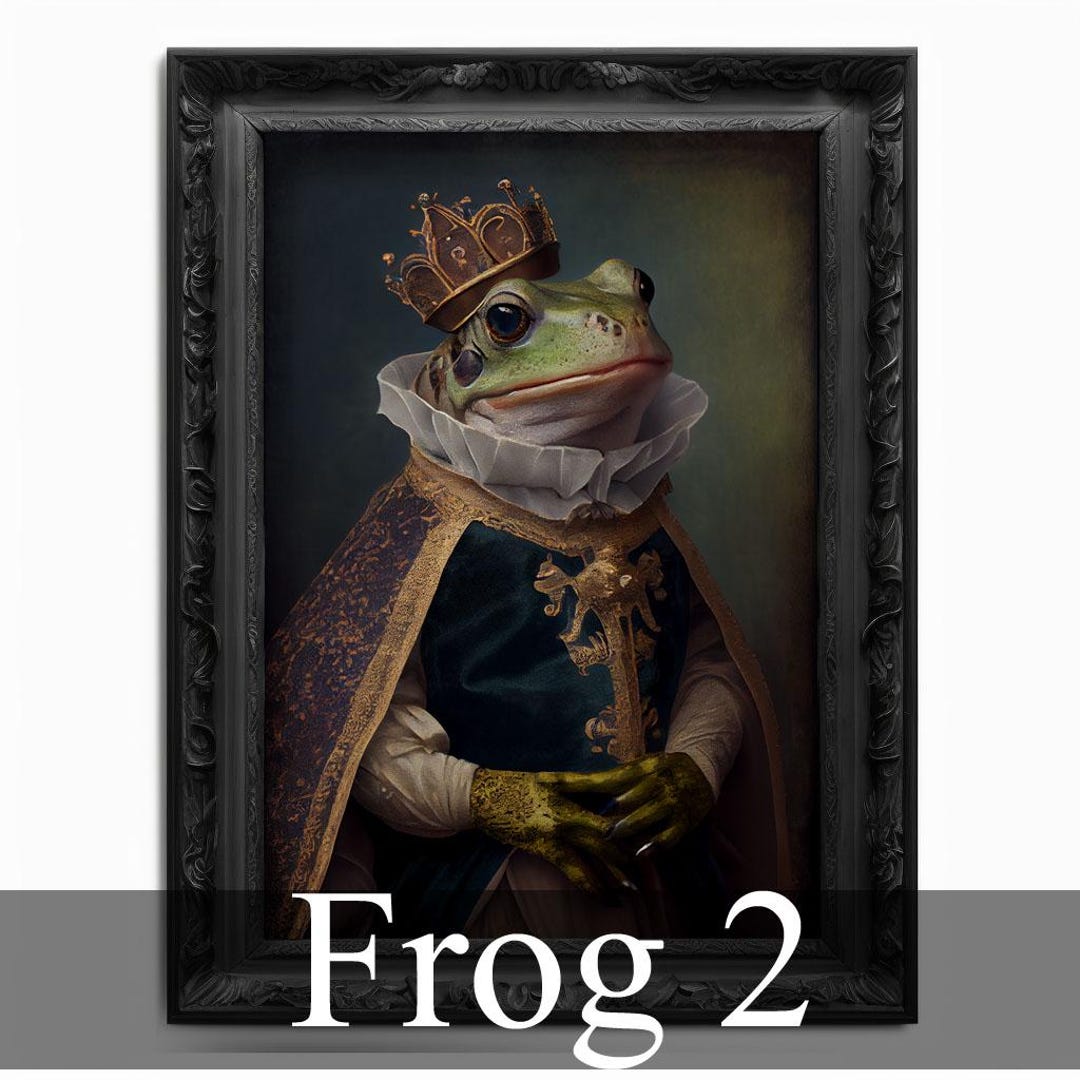Royal Frog Noble Portrait - Elegant Fantasy Animal Wall Art for Unique ...