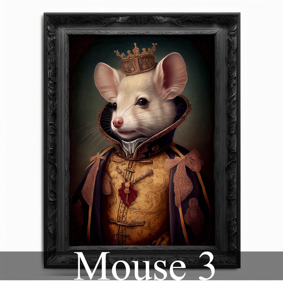 Mouse Wall Art Print, Mouse Animal Lover Vintage Regal Art Poster ...