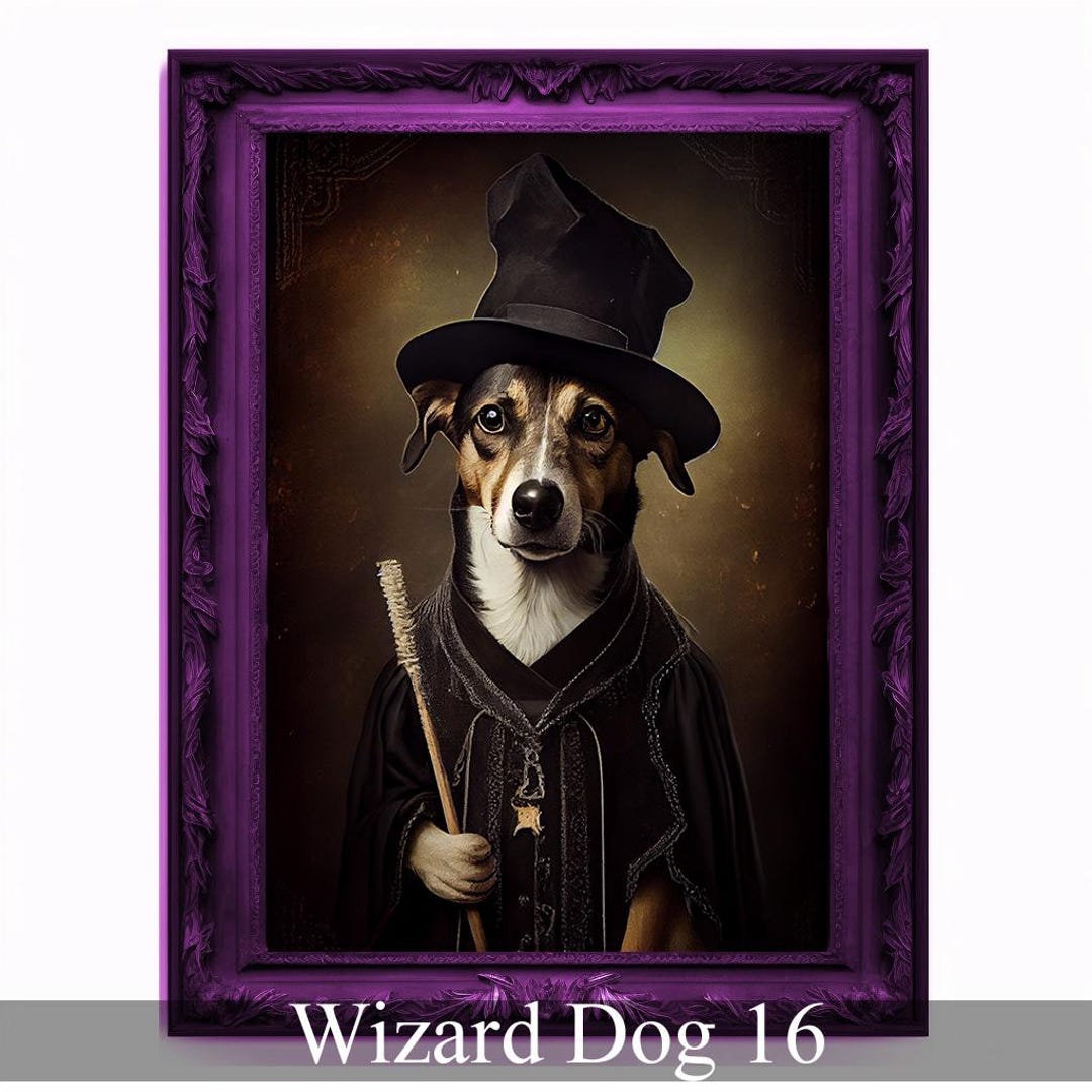 Wizard Dog Portrait: Regal Animal Painting, Unique Pet Gift - Etsy