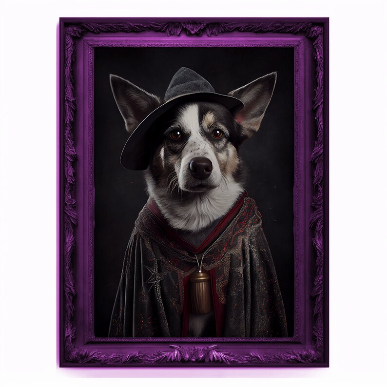 Wizard Dog Portrait, Magician Poster, Animal Painting, Altered Art ...