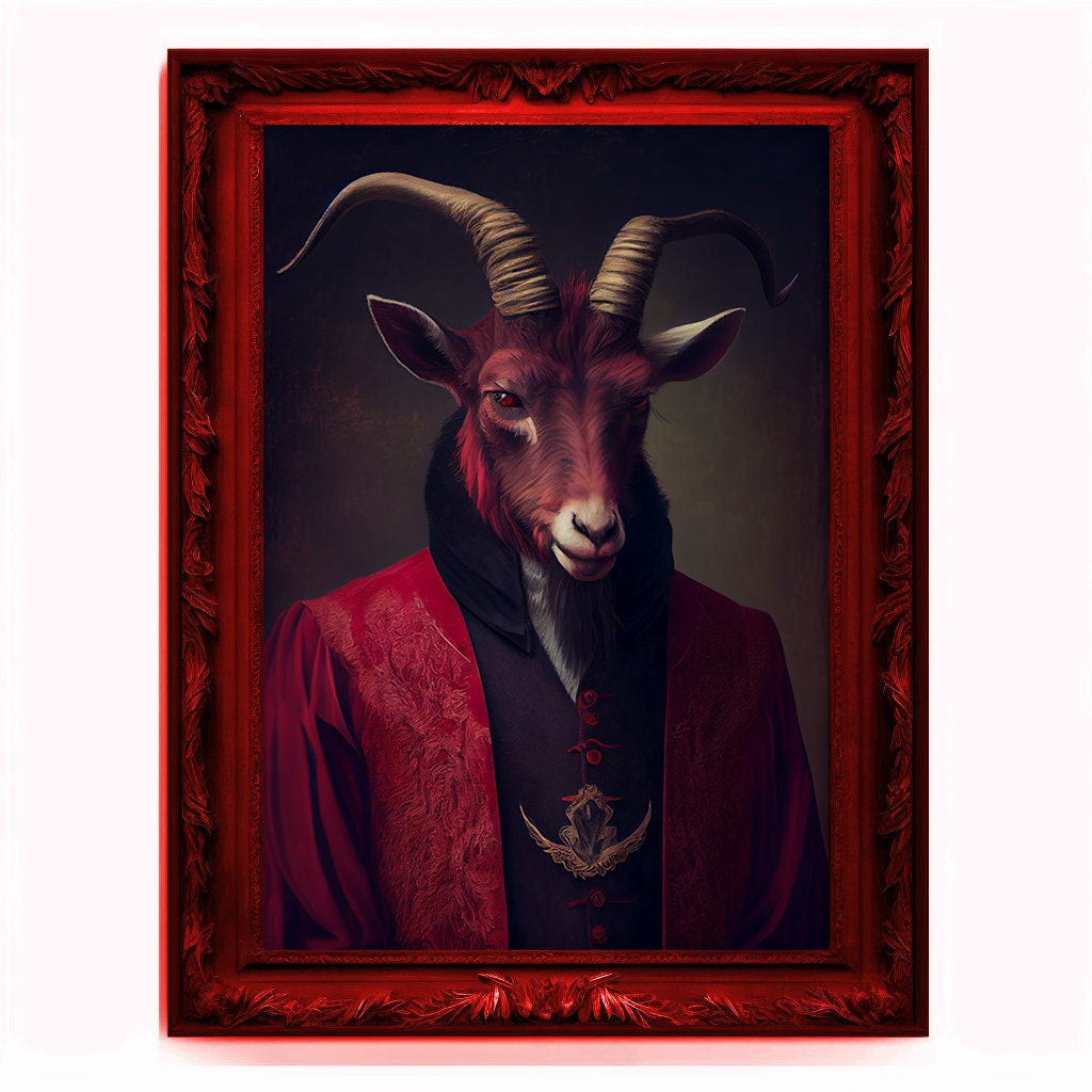 Goat Demon, Ritual Baphomet Portrait, Devil Poster, Animal Painting ...