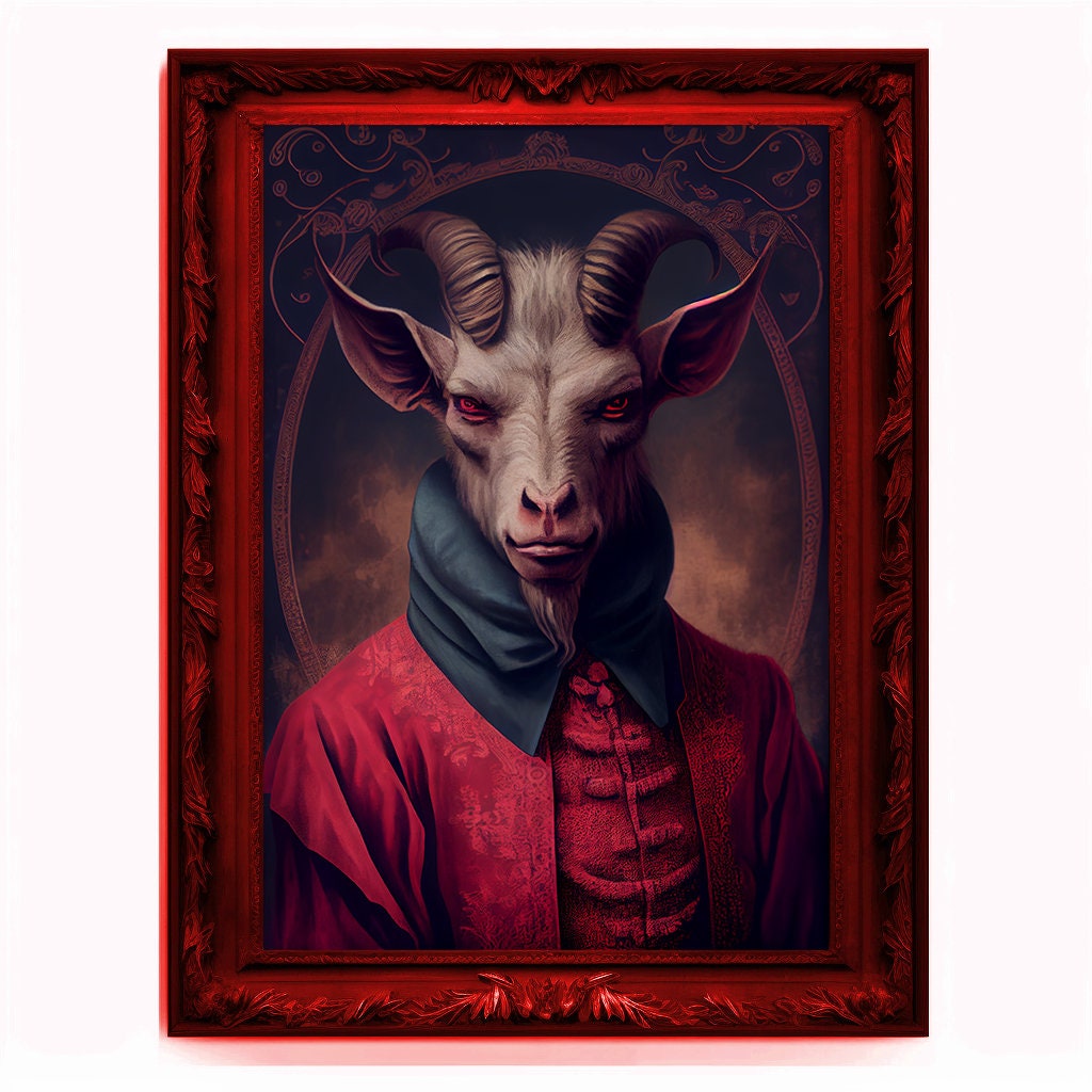 Goat Demon, Ritual Baphomet Portrait, Devil Poster, Animal Painting ...