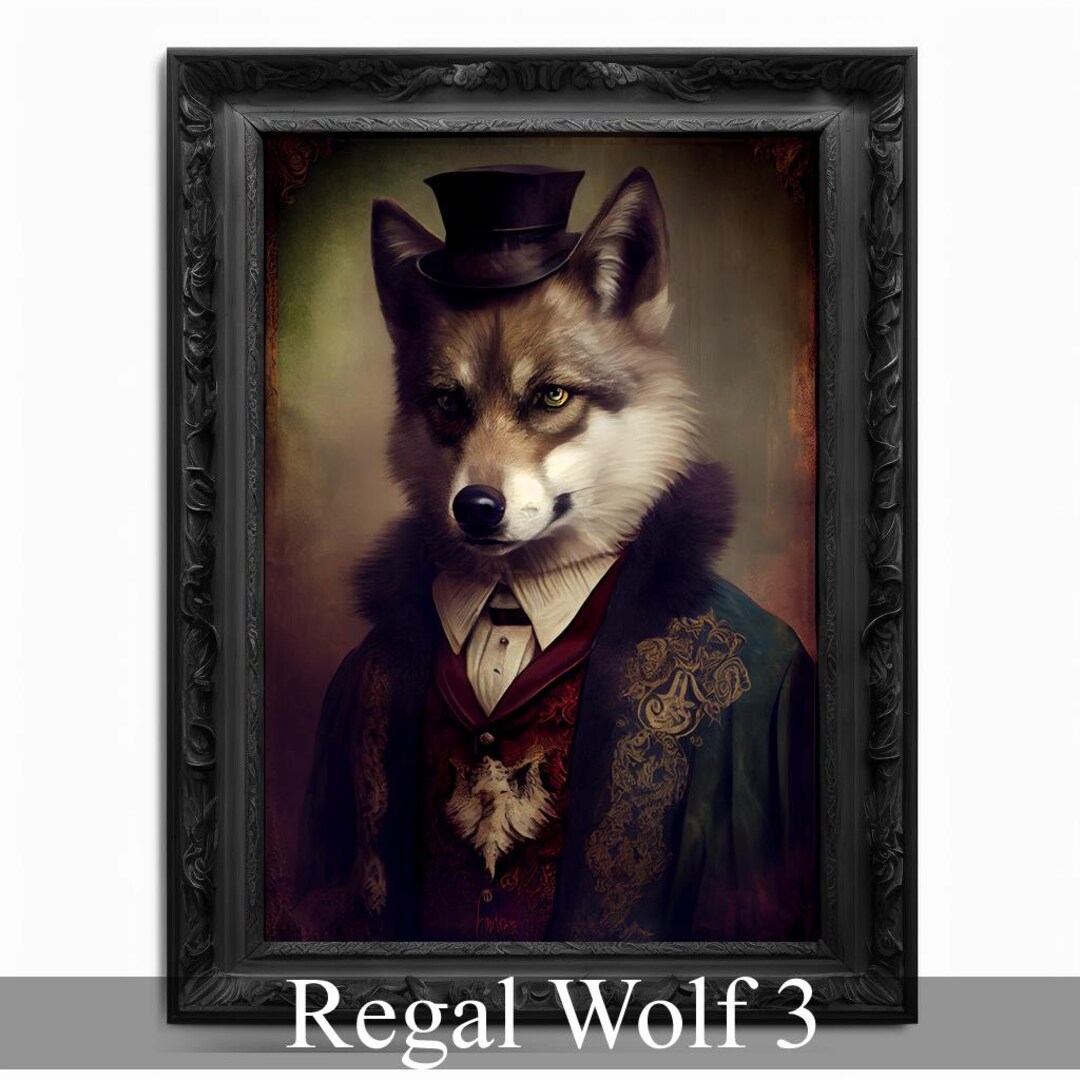 Regal Wolf Portrait Art Print: Vintage Renaissance Animal Poster - Etsy