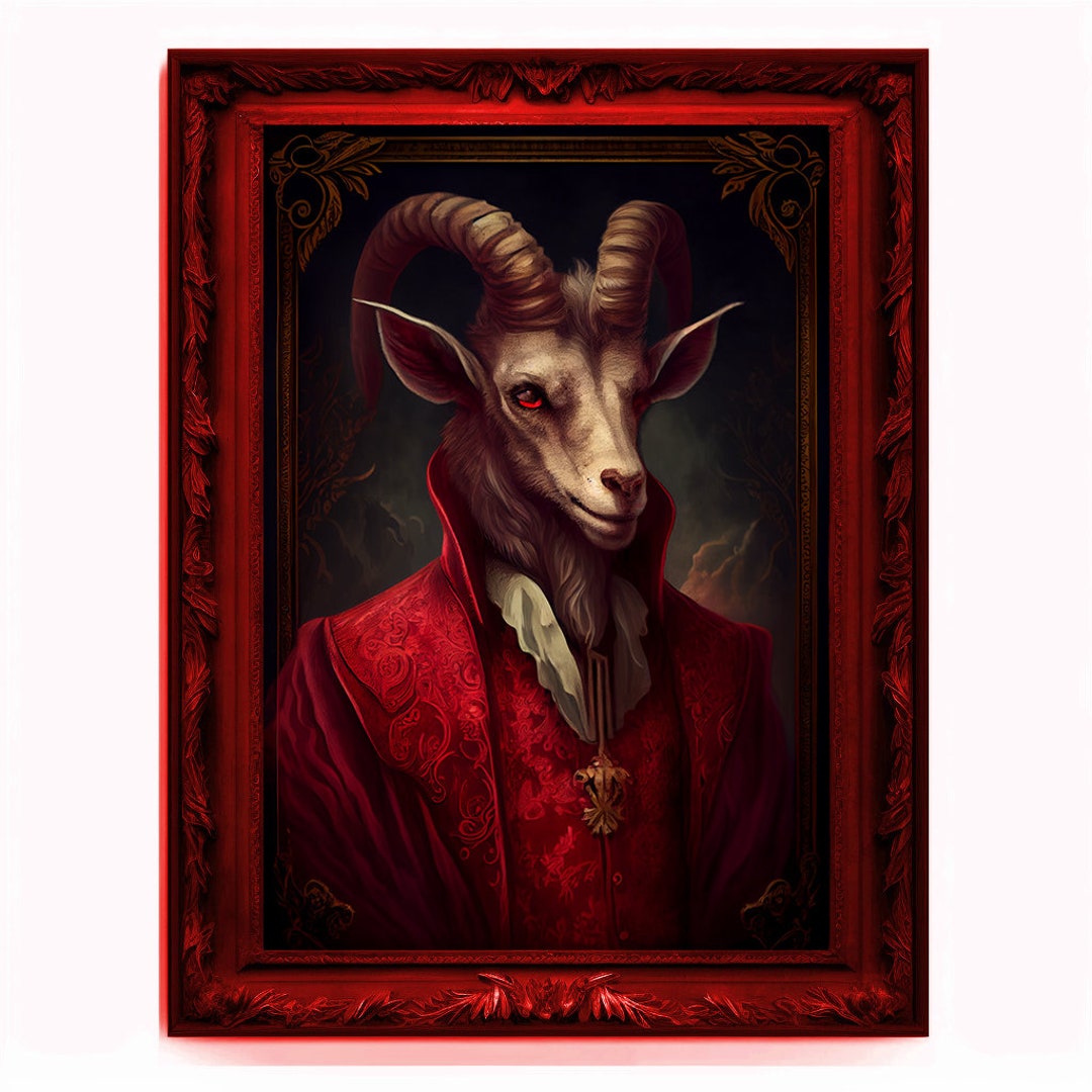 Goat Demon, Ritual Baphomet Portrait, Devil Poster, Animal Painting ...