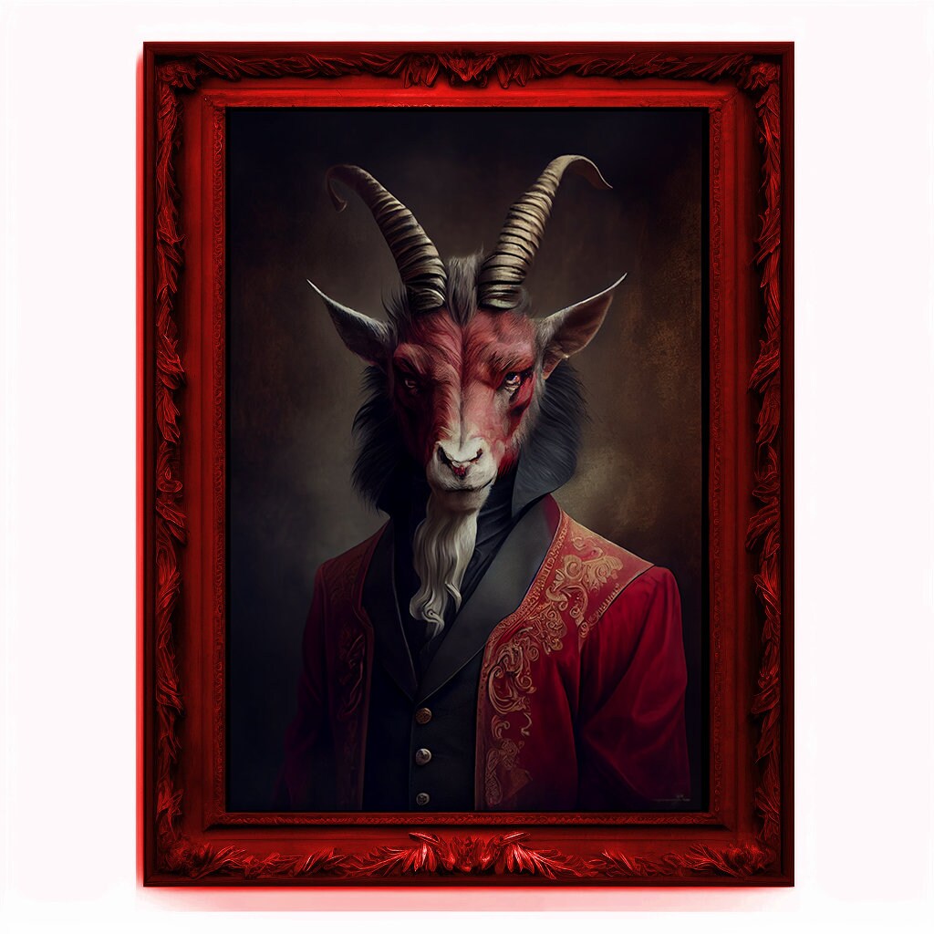 Goat Demon, Ritual Baphomet Portrait, Devil Poster, Animal Painting ...