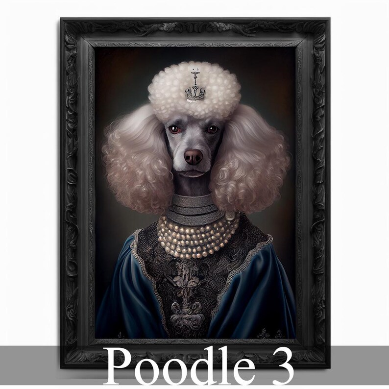 Victorian Poodle Art Print: Renaissance Royal Pet Portrait - Etsy