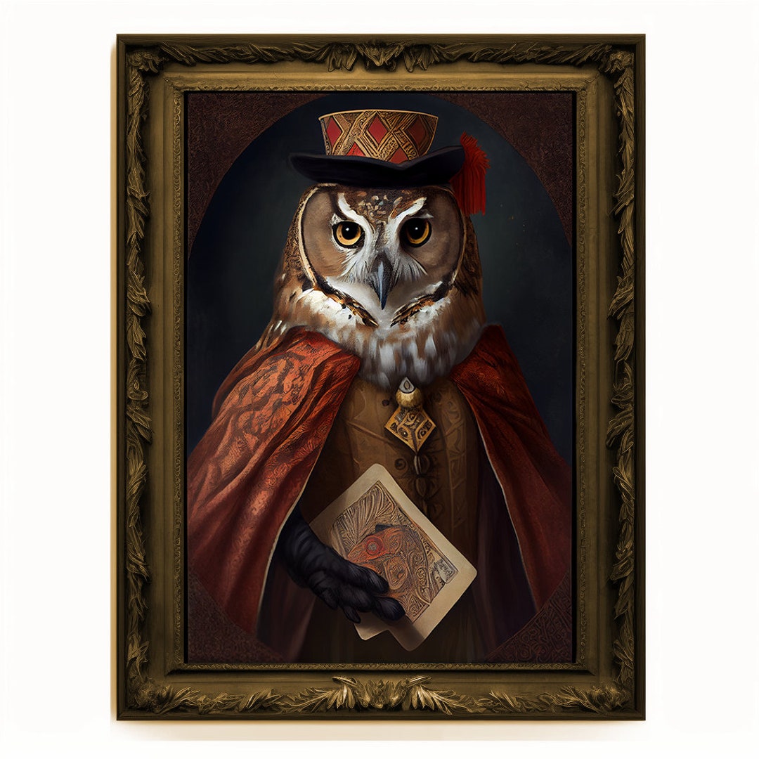 Prophet Owl, Fortune Teller Owl Portrait, Owl Poster, Animal Painting ...