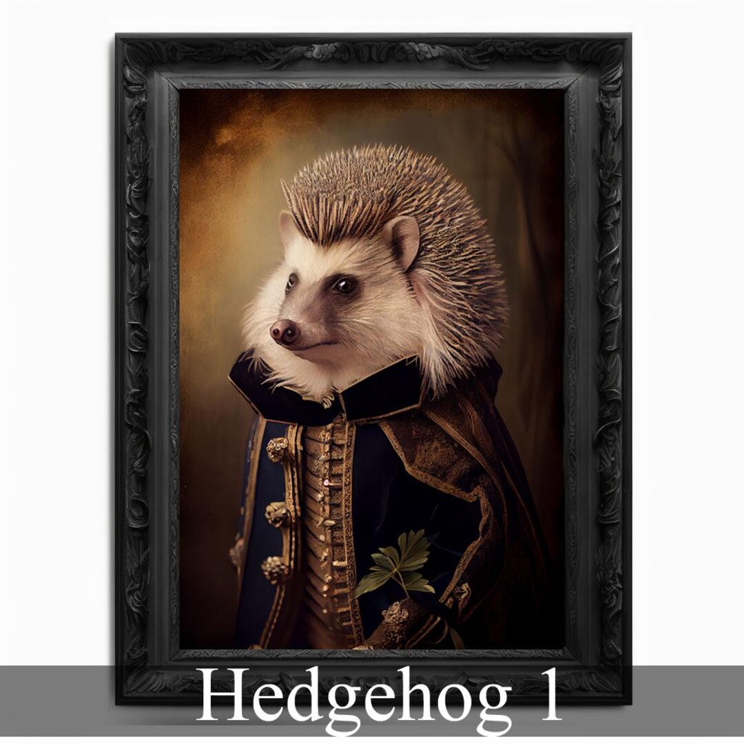Victorian Hedgehog Portrait: Regal Animal Art Print (digital Download ...
