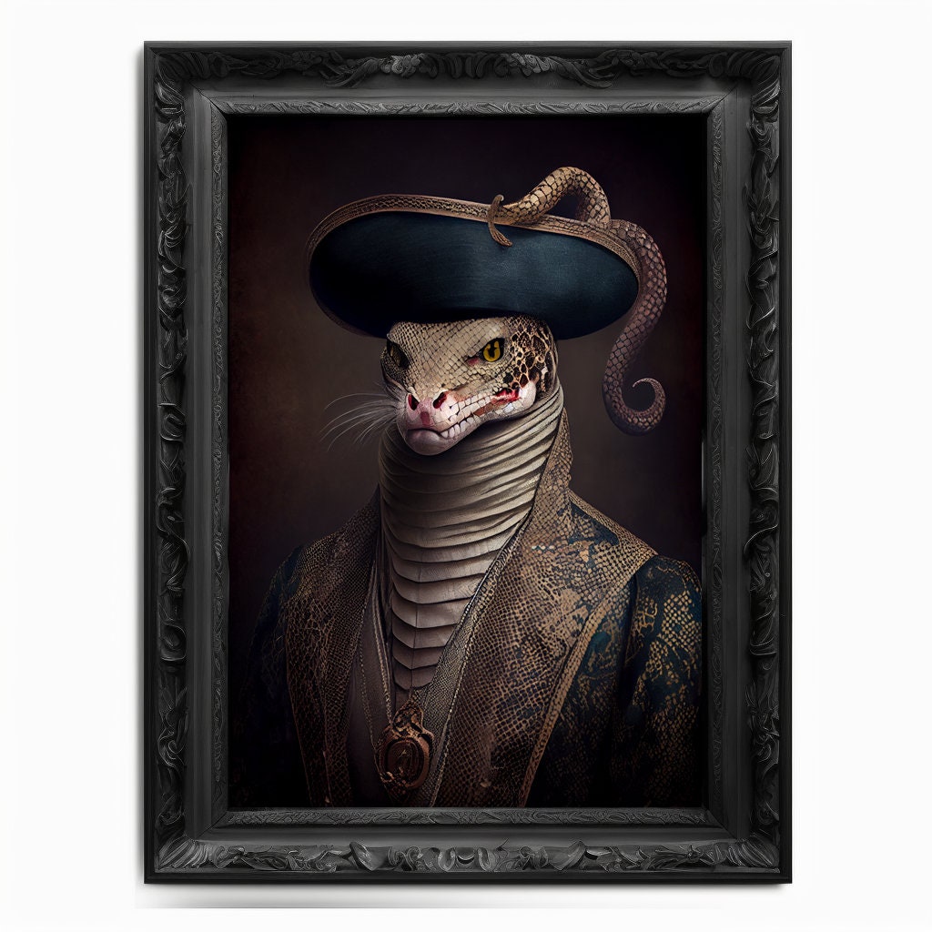 Snake Wall Art Print Serpent Animal Lover Vintage Regal Poster ...