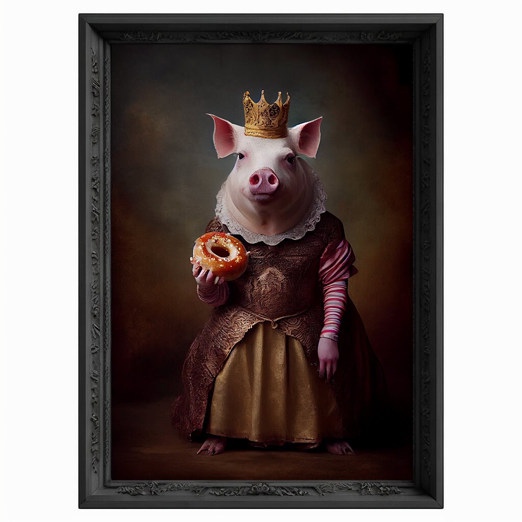 Royal Pig Portrait Animal Painting Altered Art Bar Room - Etsy