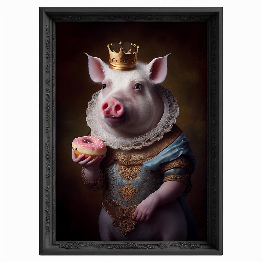 Royal Pig Portrait Animal Painting Altered Art Bar Room - Etsy