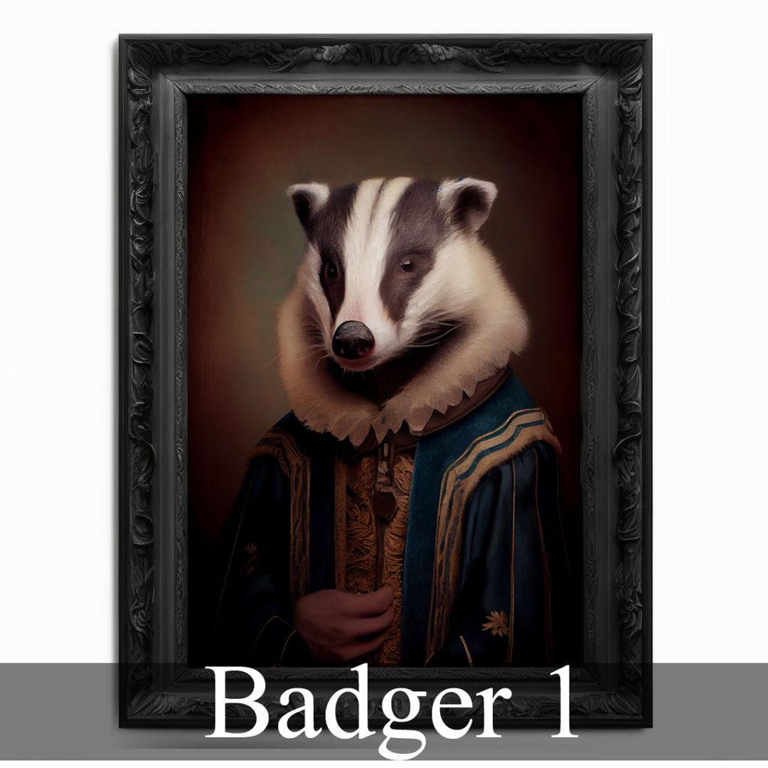 Badger Wall Art Print, Badger Animal Lover Vintage Regal Art Poster ...