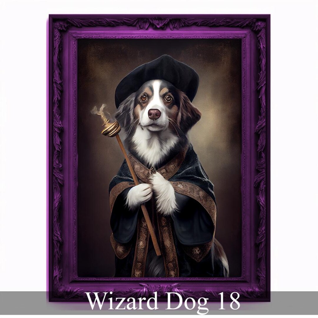 Wizard Dog Portrait, Magician Poster, Animal Painting, Altered Art ...