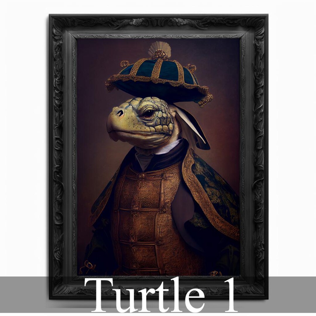 Victorian Turtle Portrait Art Print: Renaissance Royal Animal Poster - Etsy